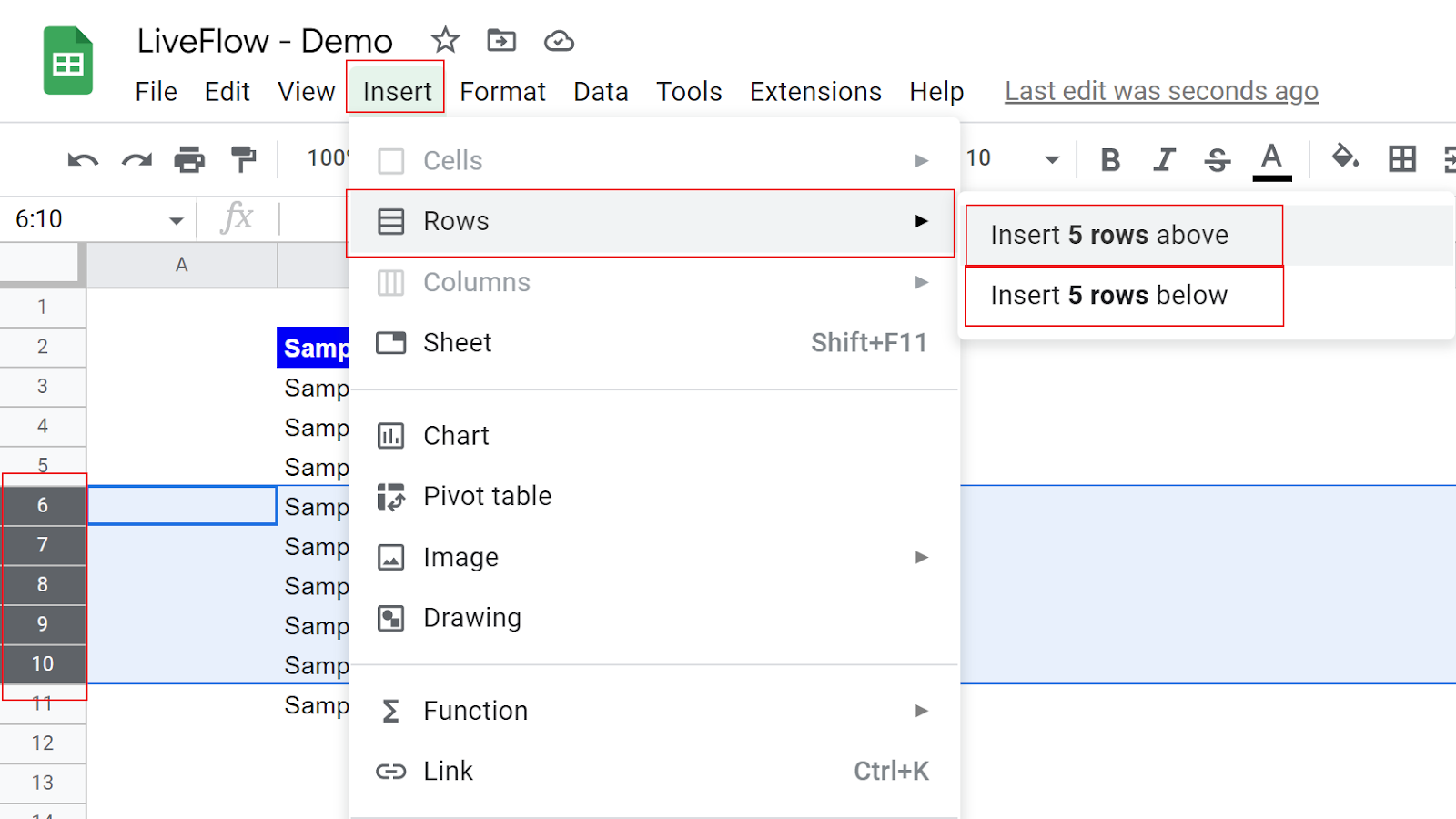 How To Insert Multiple Rows In Google Sheets LiveFlow