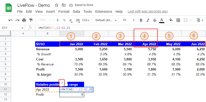 How To Use MATCH Function In Google Sheets LiveFlow