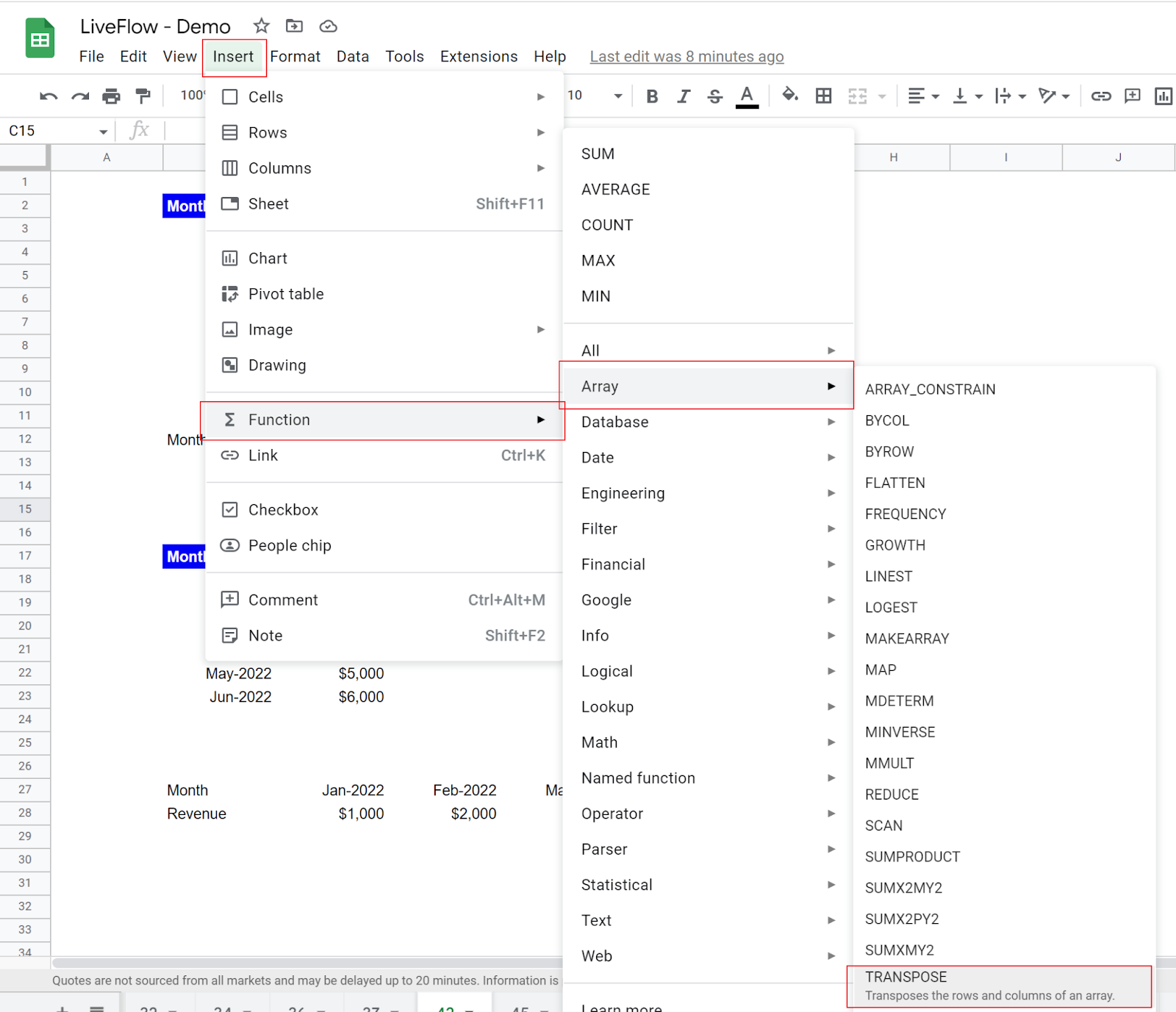 How To Use TRANSPOSE Function In Google Sheets LiveFlow