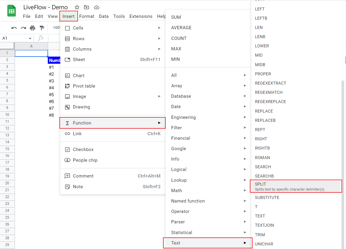 How To Use SPLIT Function In Google Sheets LiveFlow