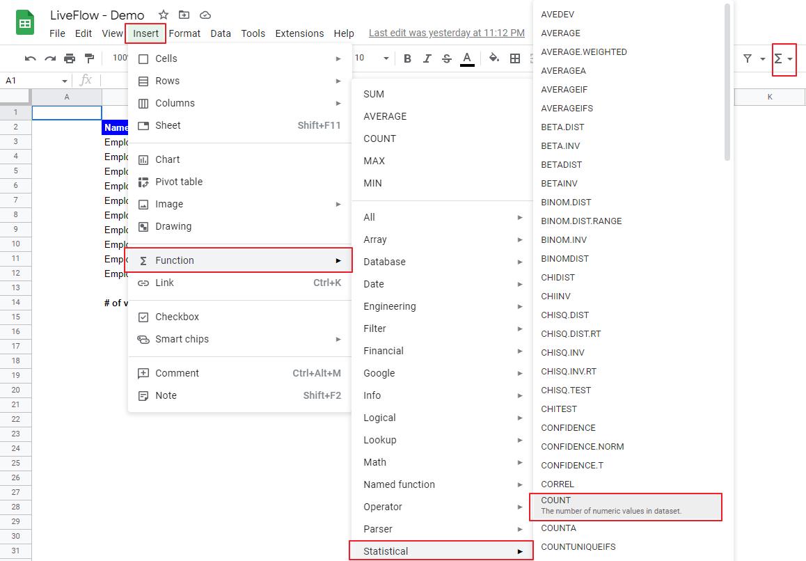 COUNT Function In Google Sheets Explained LiveFlow