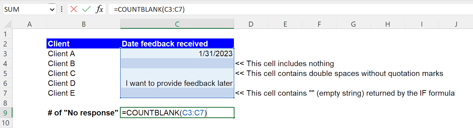 COUNTBLANK Function in Excel: Explained | LiveFlow