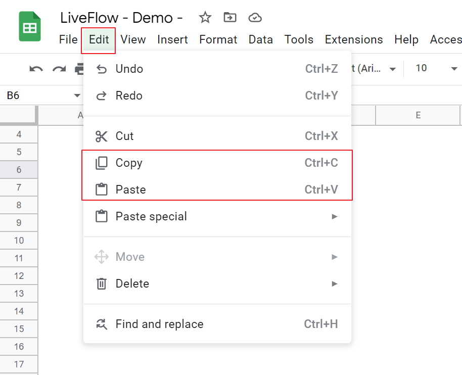How To Copy And Paste In Google Sheets LiveFlow