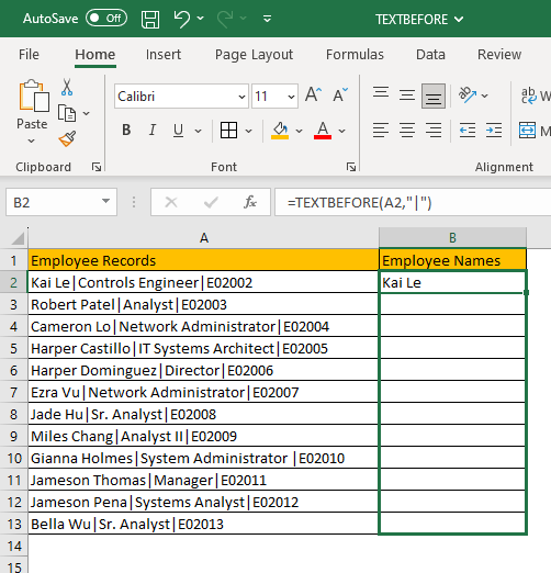 TEXBEFORE Function in Excel: Explained | LiveFlow