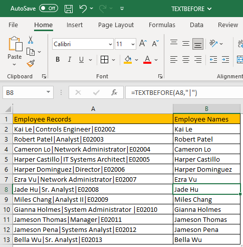TEXBEFORE Function in Excel: Explained | LiveFlow