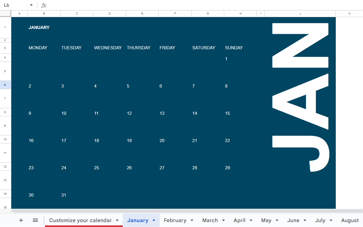 How To Make A Calendar In Google Sheets LiveFlow