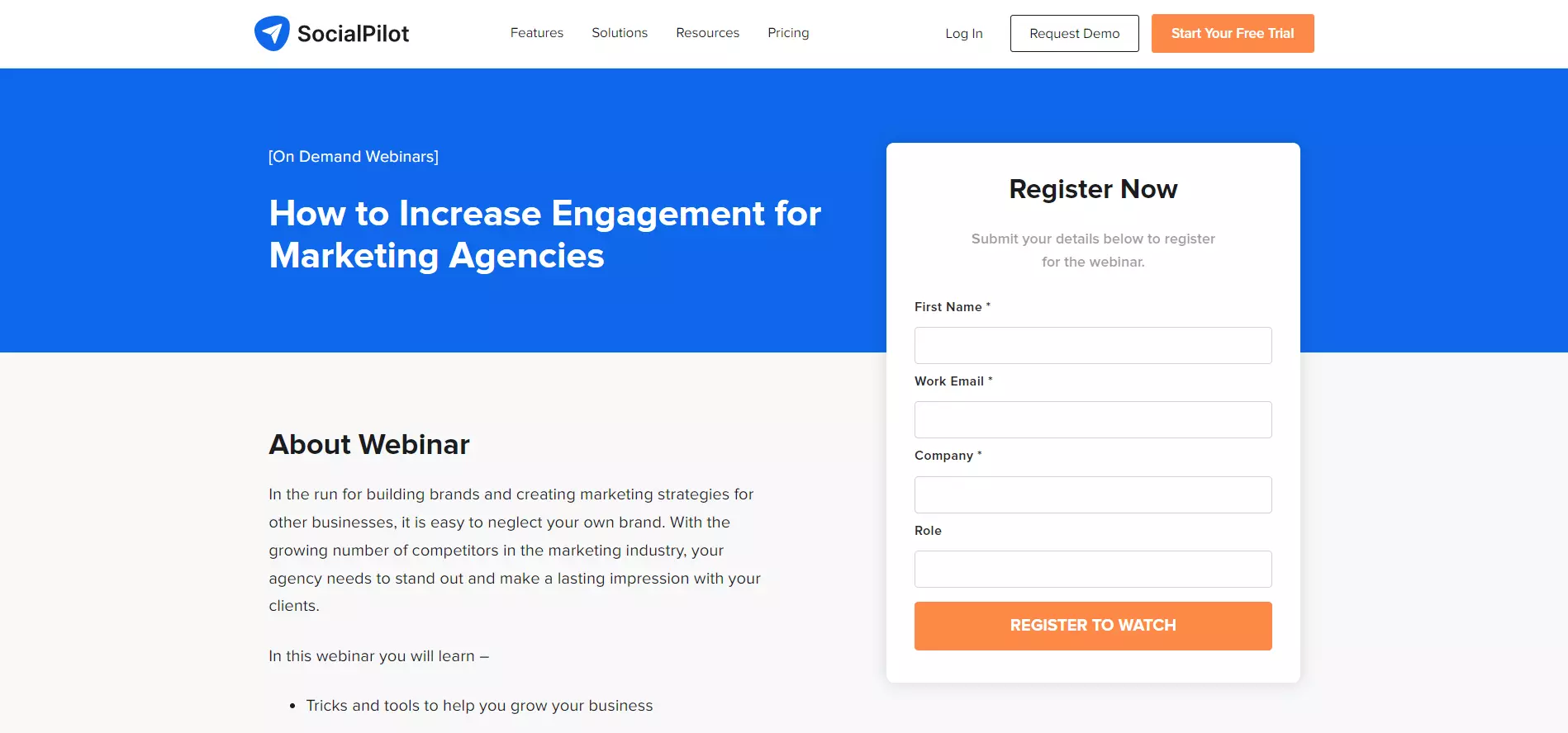 10 High Converting Webinar Landing Page Examples | Hubilo