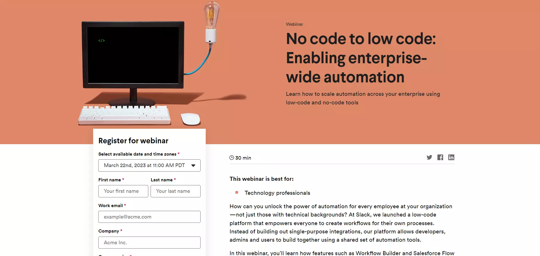 10 High Converting Webinar Landing Page Examples | Hubilo