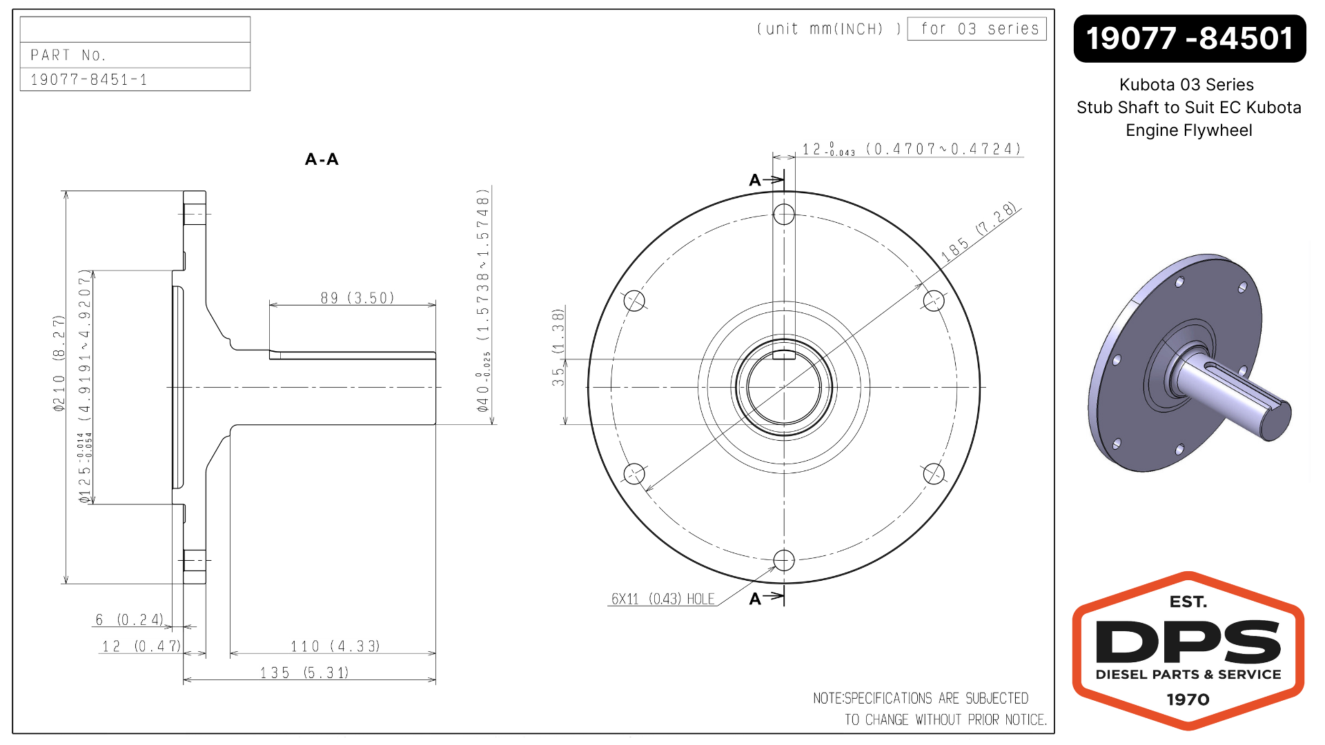 Kubota EC Stub Shafts | Diesel Parts & Service