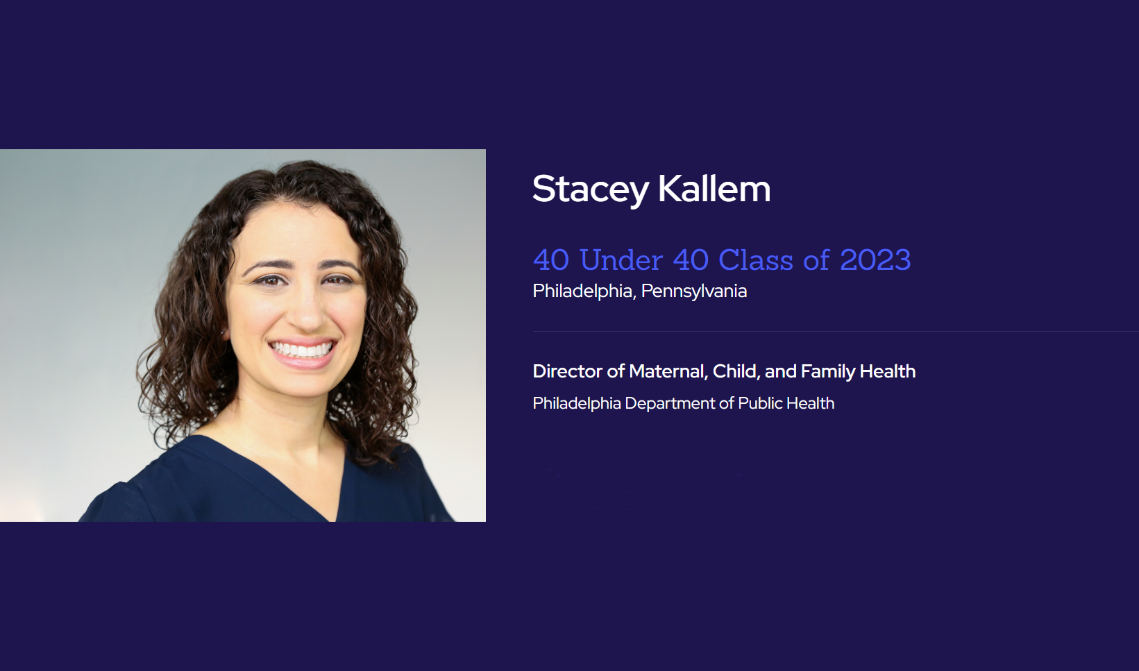 MCFH Director Stacey Kallem named 40 Under 40 in Public Health Honoree ...