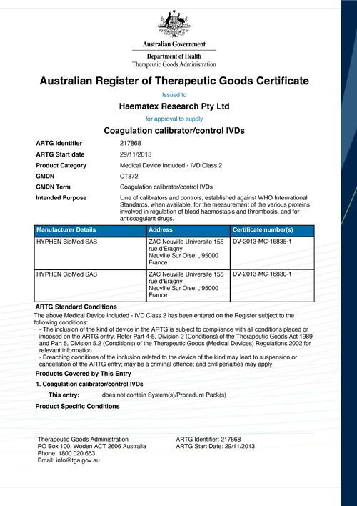 Haematex - Accreditations