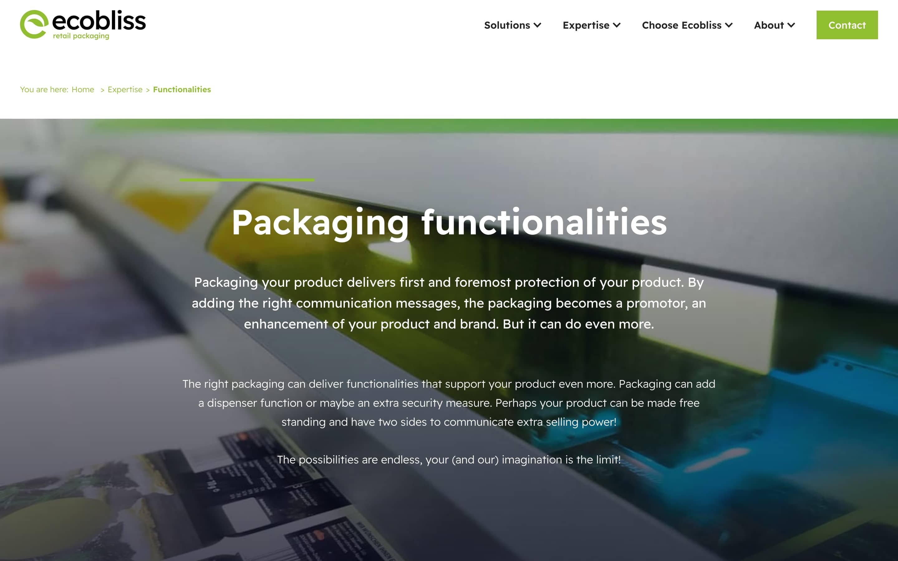 Packaging functionalities | Ecobliss Retail Packaging