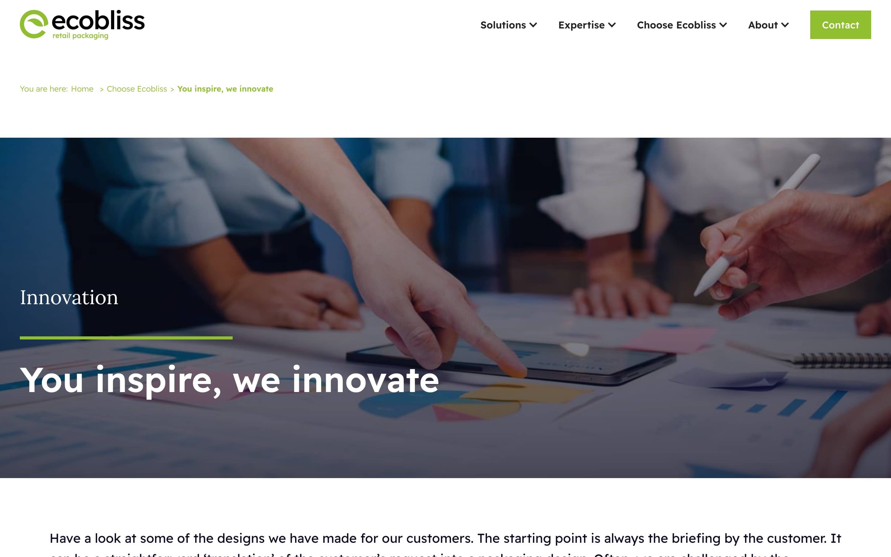 You inspire, we innovate | Ecobliss Retail Packaging