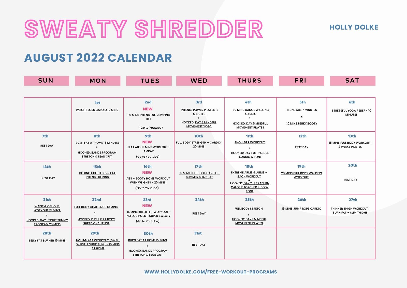 Workout Calendars