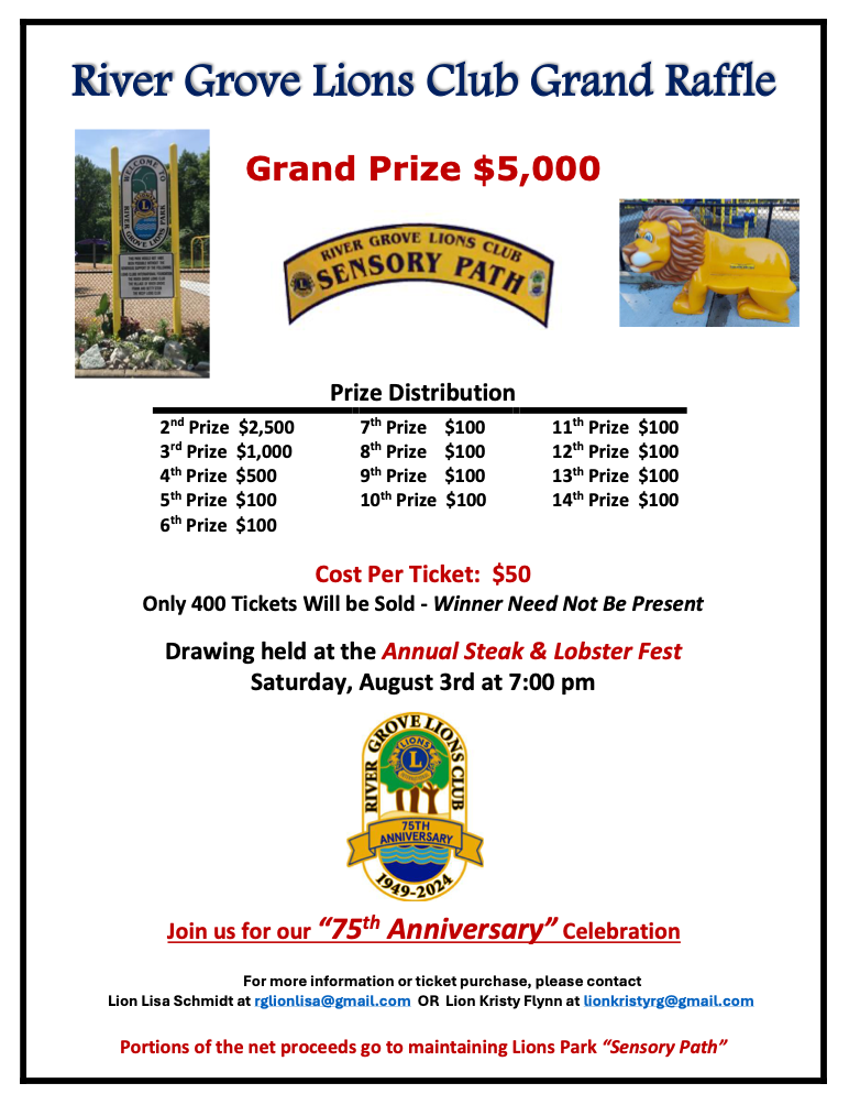 Annual Grand Raffle | River Grove Lions Club