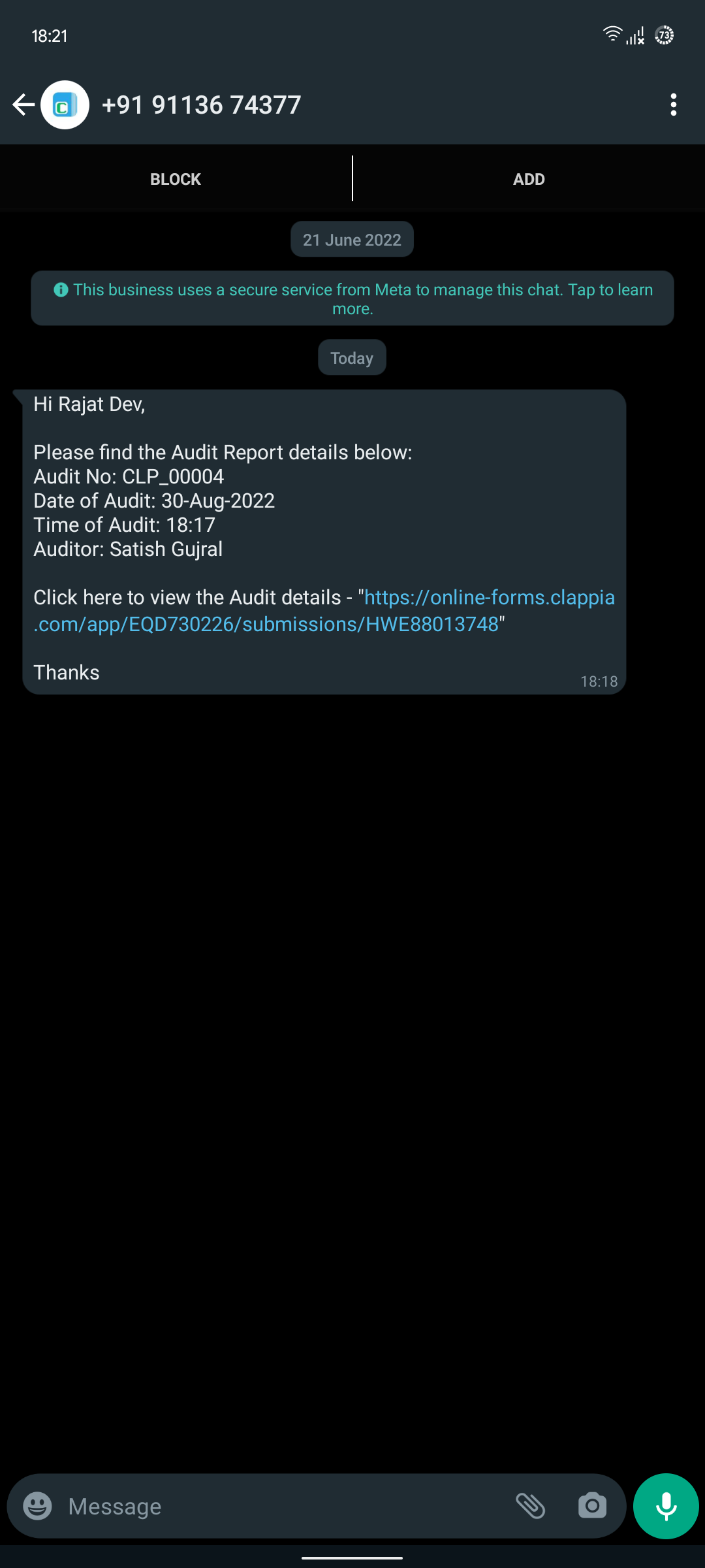 Custom Automated WhatsApp Messaging | Clappia