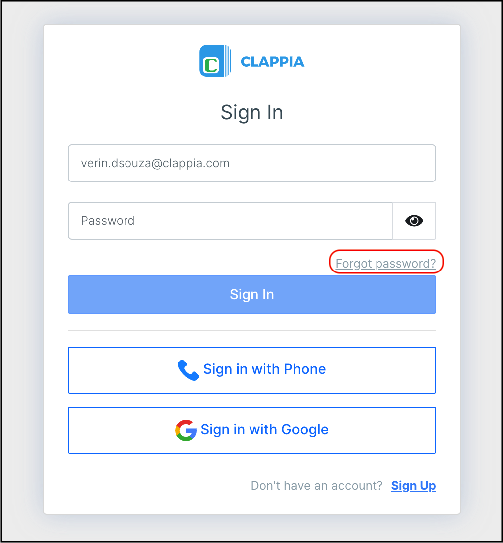 Reset Password | Clappia