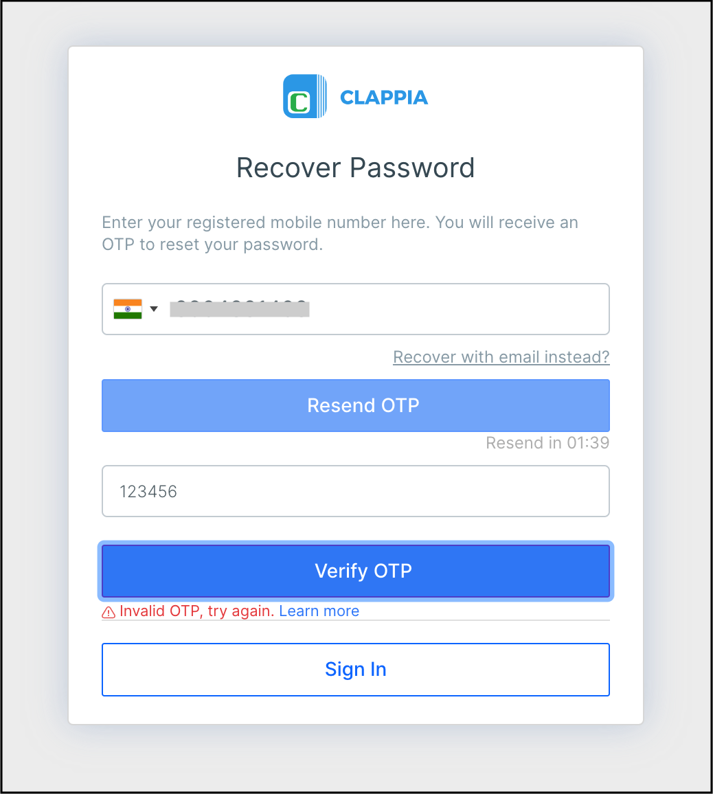 Reset Password | Clappia