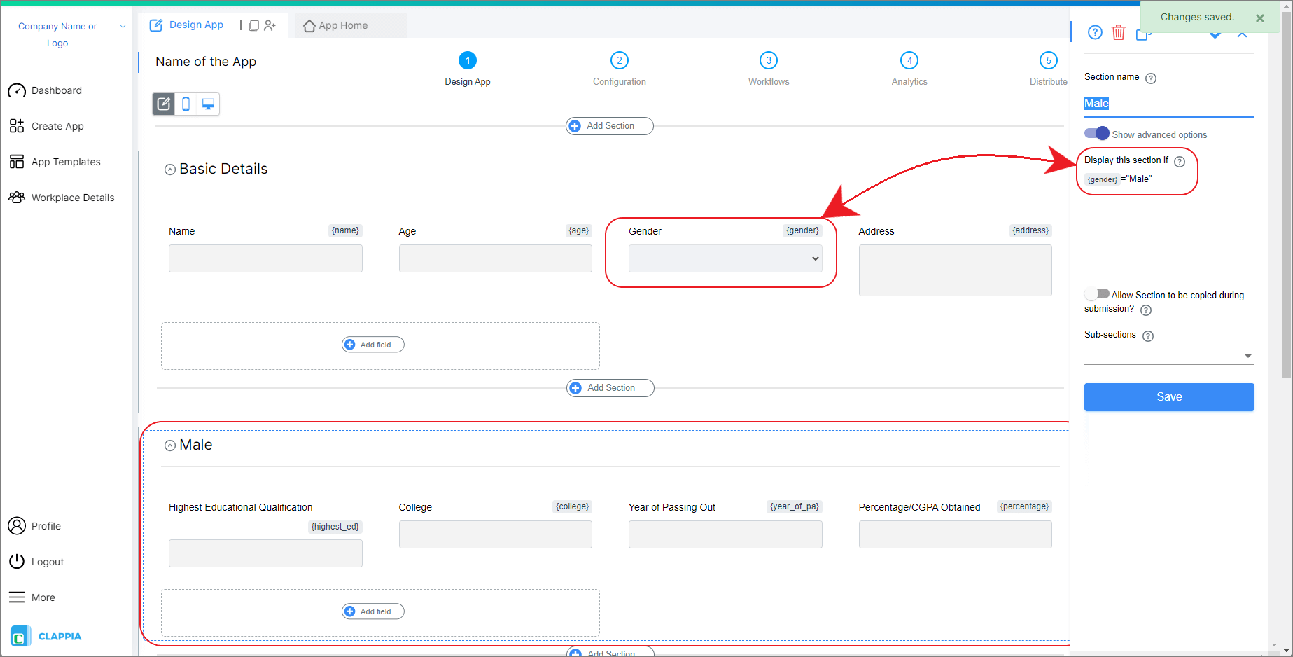 Sections - Basic, Conditional, Copyable | Clappia