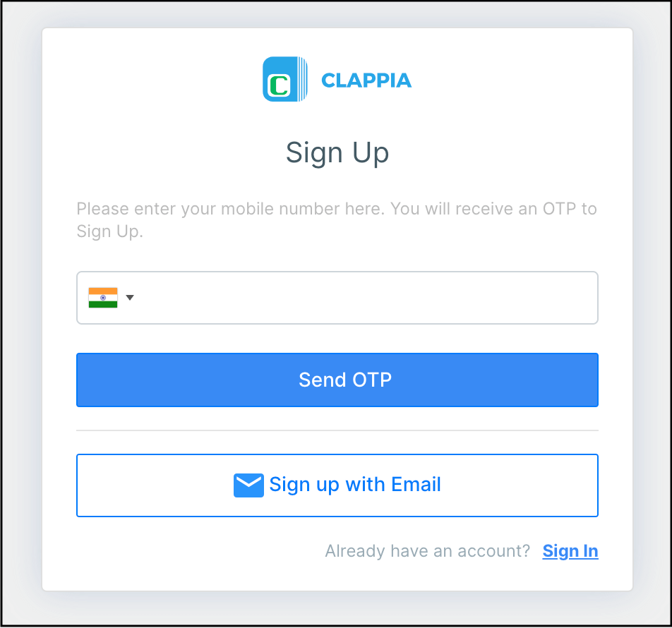 Sign up | Clappia