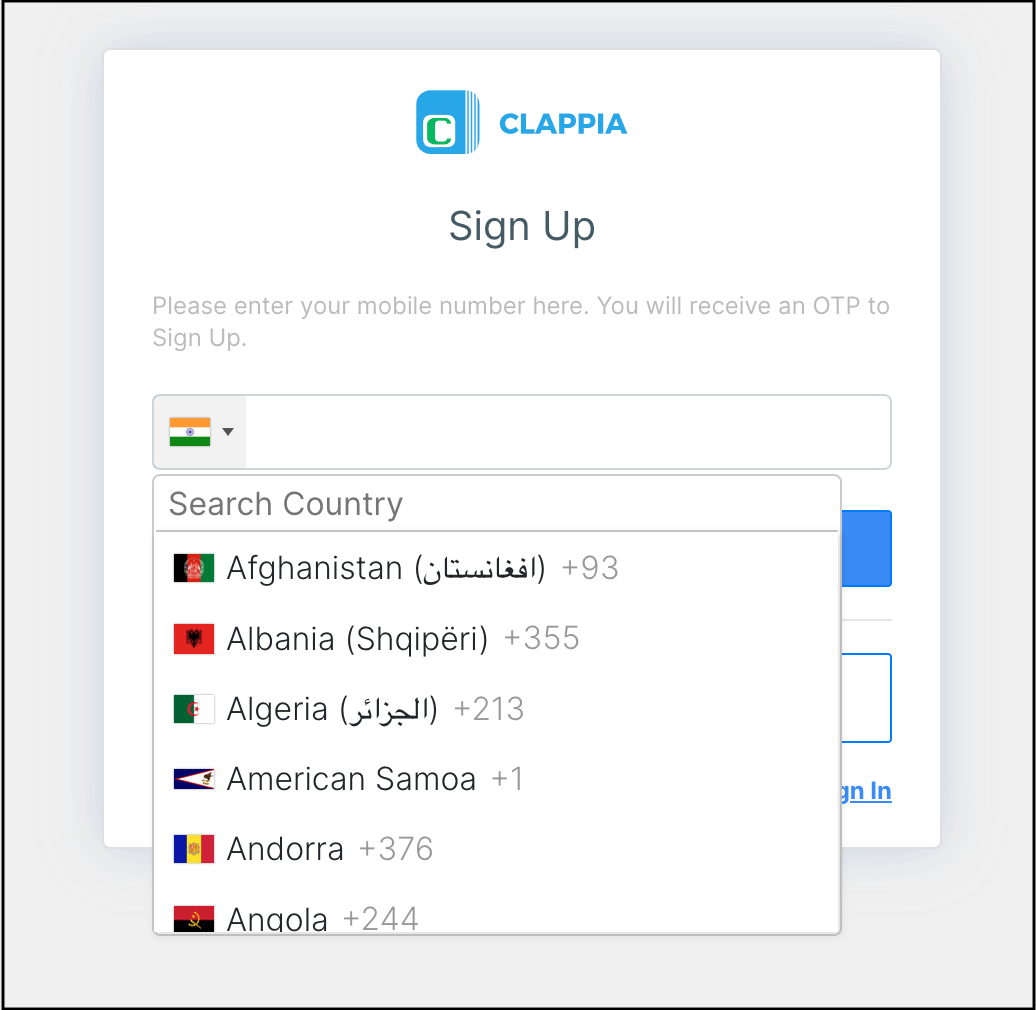 Sign up | Clappia