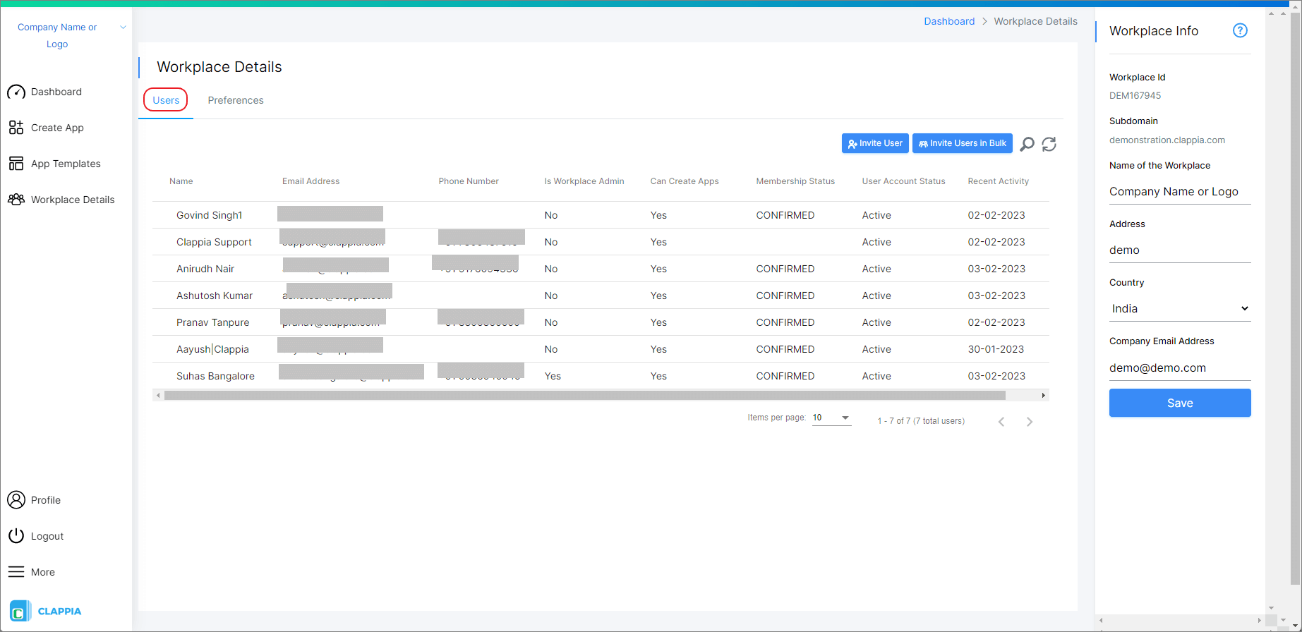 Adding users to Workplace | Clappia