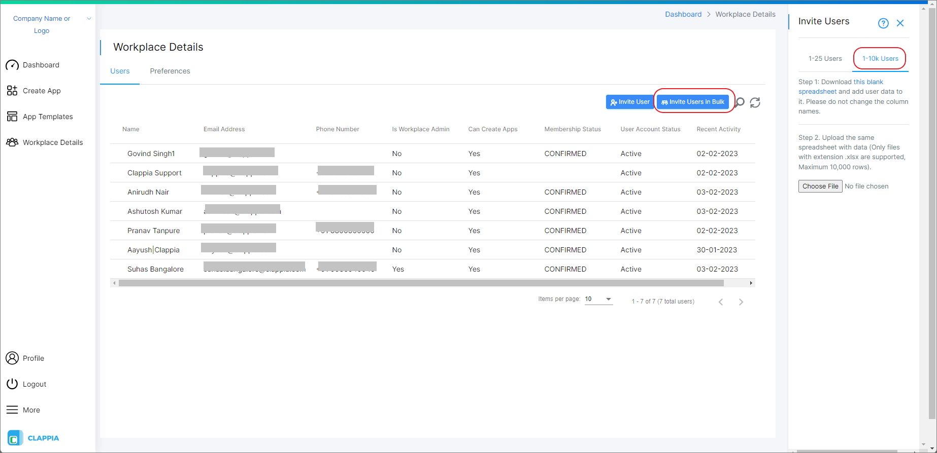 Adding users to Workplace | Clappia