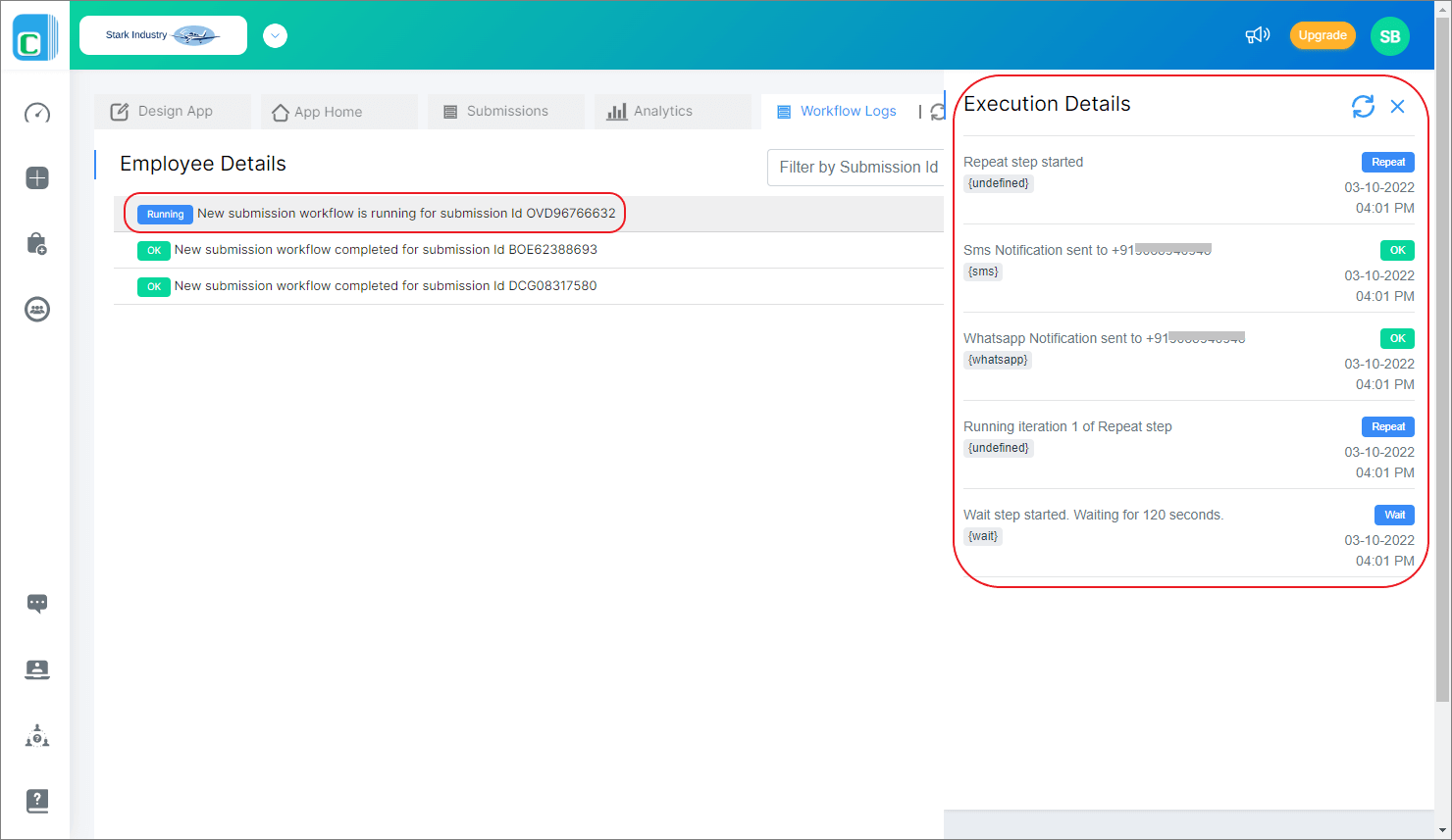 Workflow Logs | Clappia