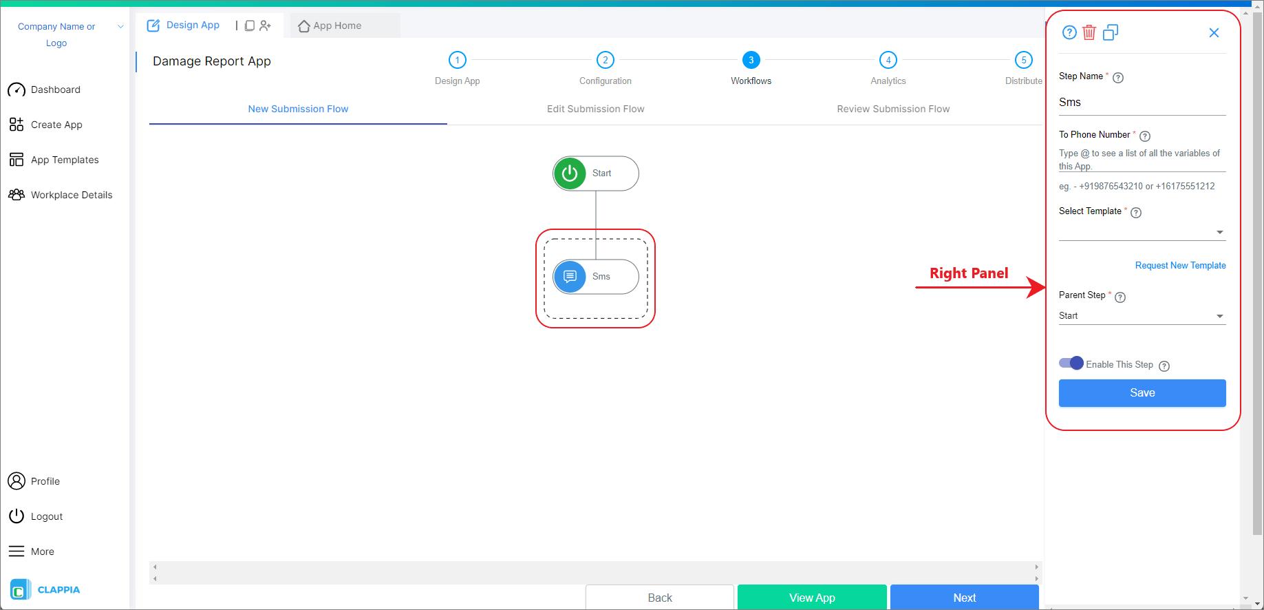 Workflows: SMS node | Clappia