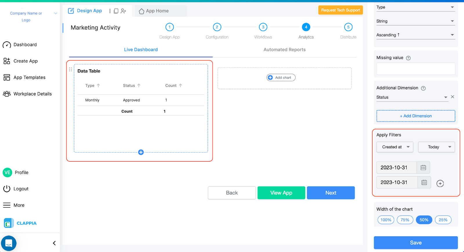 Analytics: Data Table | Clappia