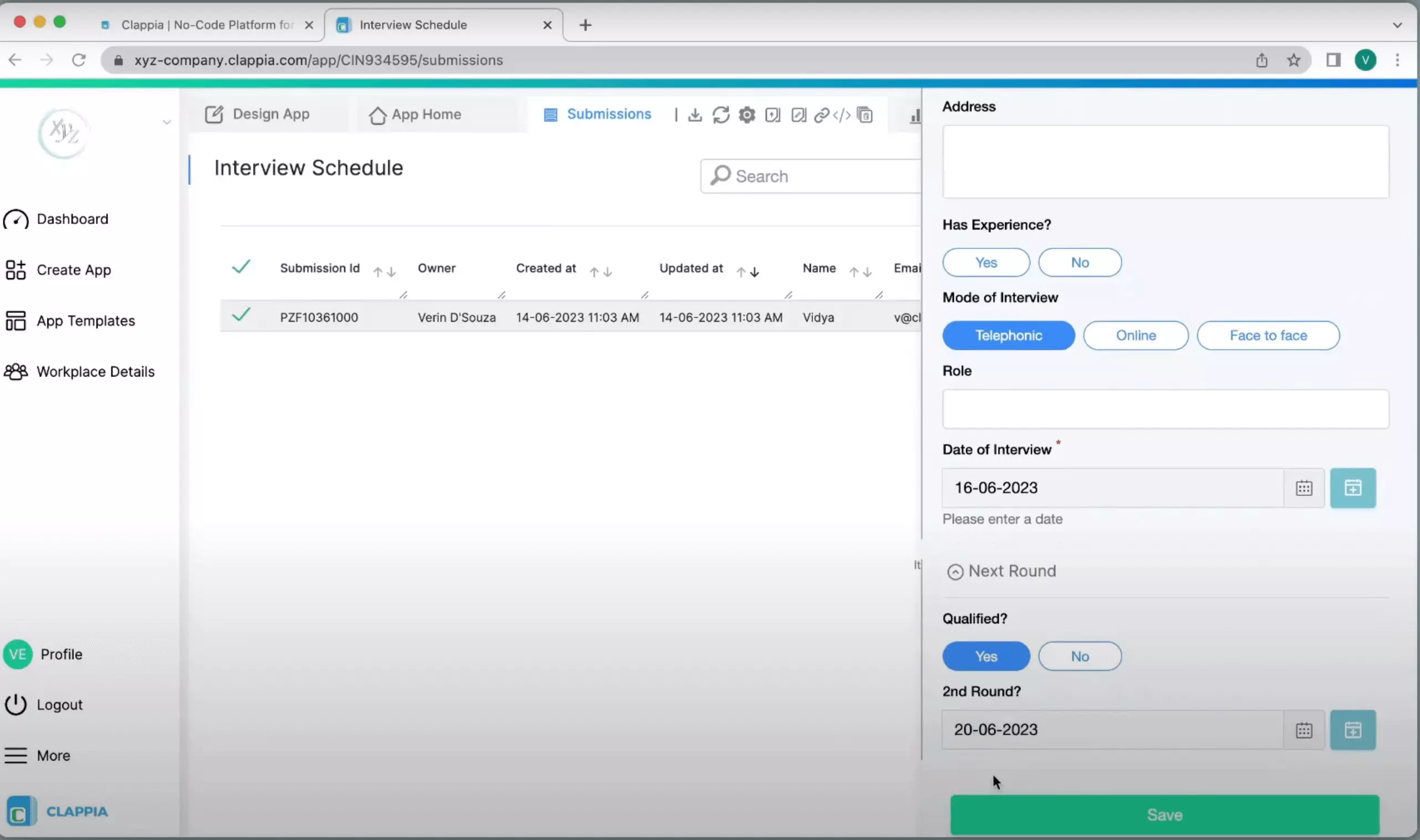 Interview Scheduling with Date Selector Block | Clappia