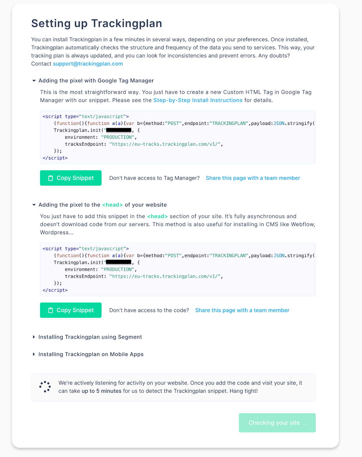 How can I validate Trackingplan is collecting data correctly?