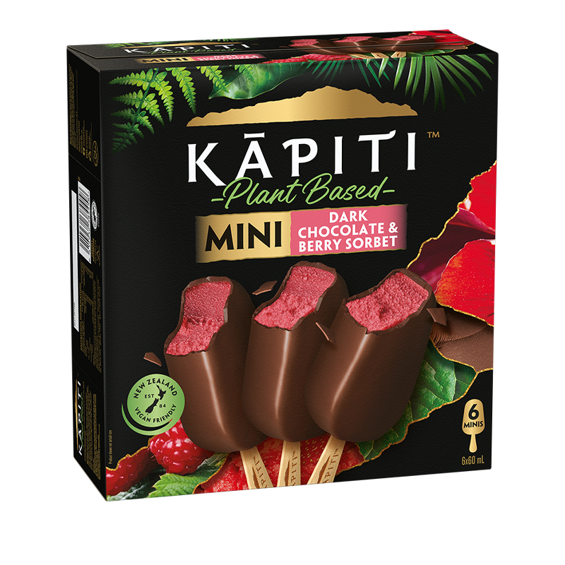 Kāpiti Plant Based Dark Chocolate & Berry Sorbet | Kapiti Ice Cream