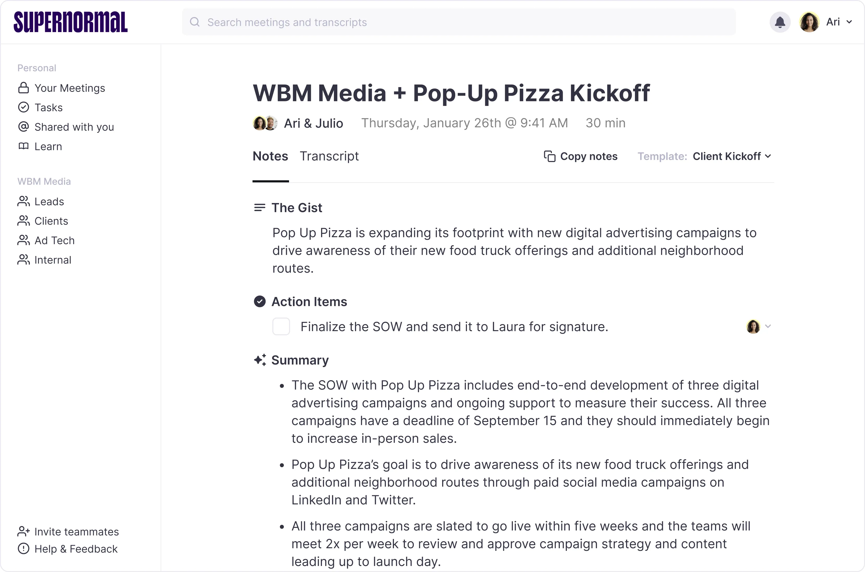 Supernormal - AI That Writes Your Meeting Notes