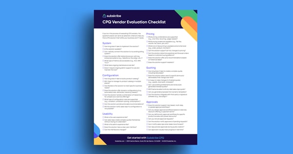 CPQ Vendor Evaluation Checklist | Subskribe CPQ Vendor Evaluation Checklist | Subskribe