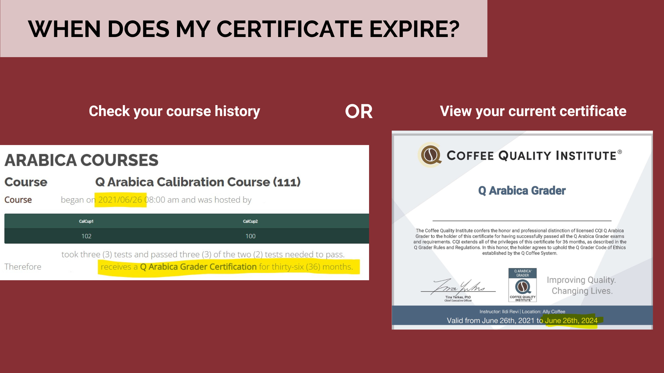 Q Grader Exams and Calibrations