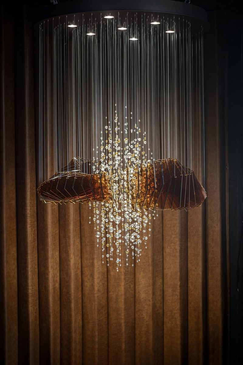 Glass foyer chandelier | Blown design