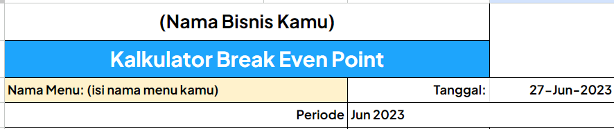 Template Perhitungan Breakeven Point (BEP) - Excel