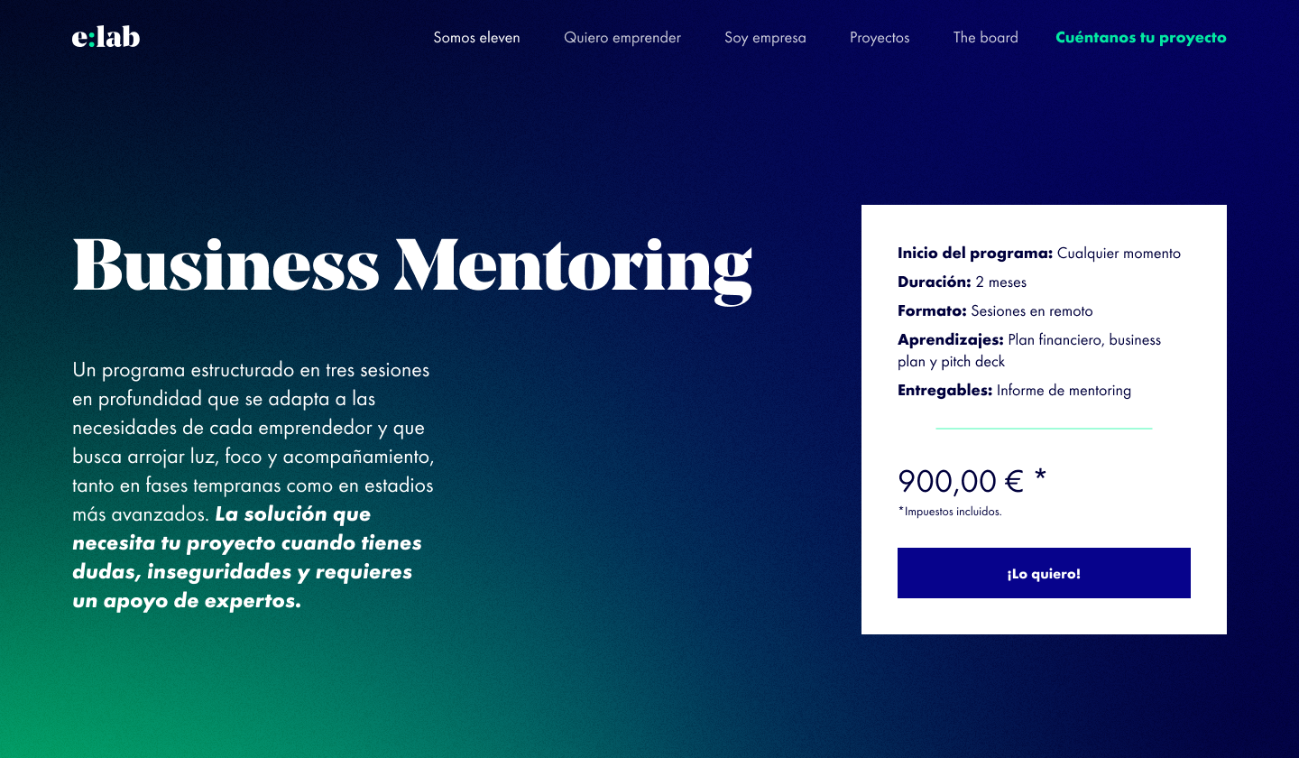 Programa de Business Mentoring | Eleven:Lab
