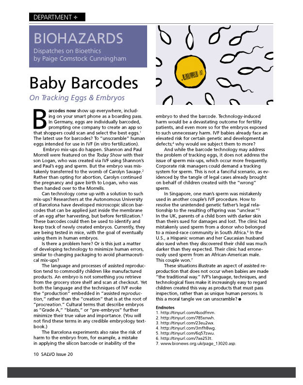 Baby Barcodes: On Tracking Eggs and Embryos | CBHD Resources