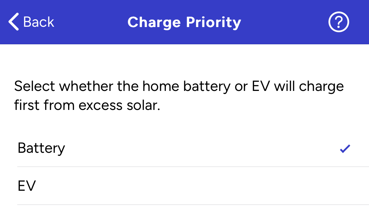 Home Battery Priority Charge Limit configuration