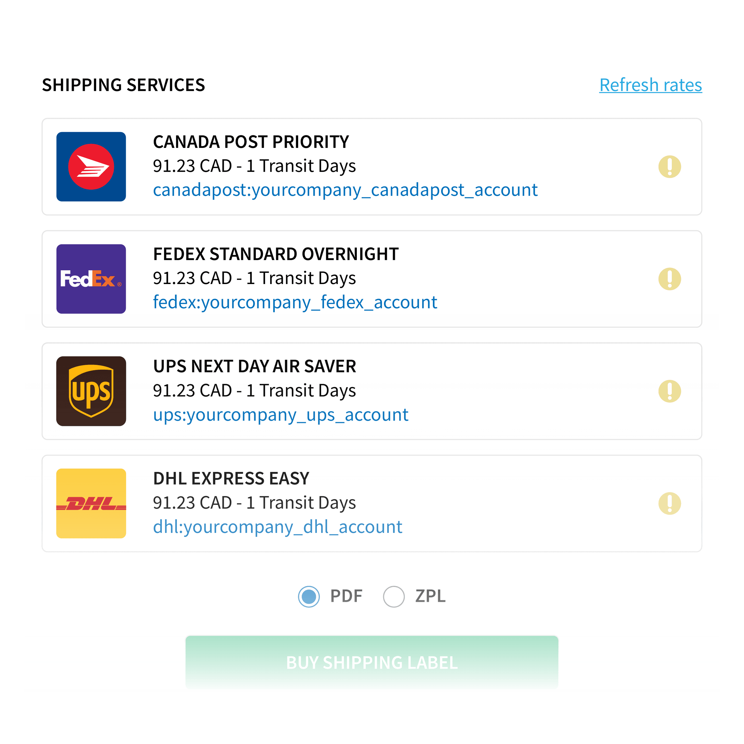 Open-source shipping API for platforms