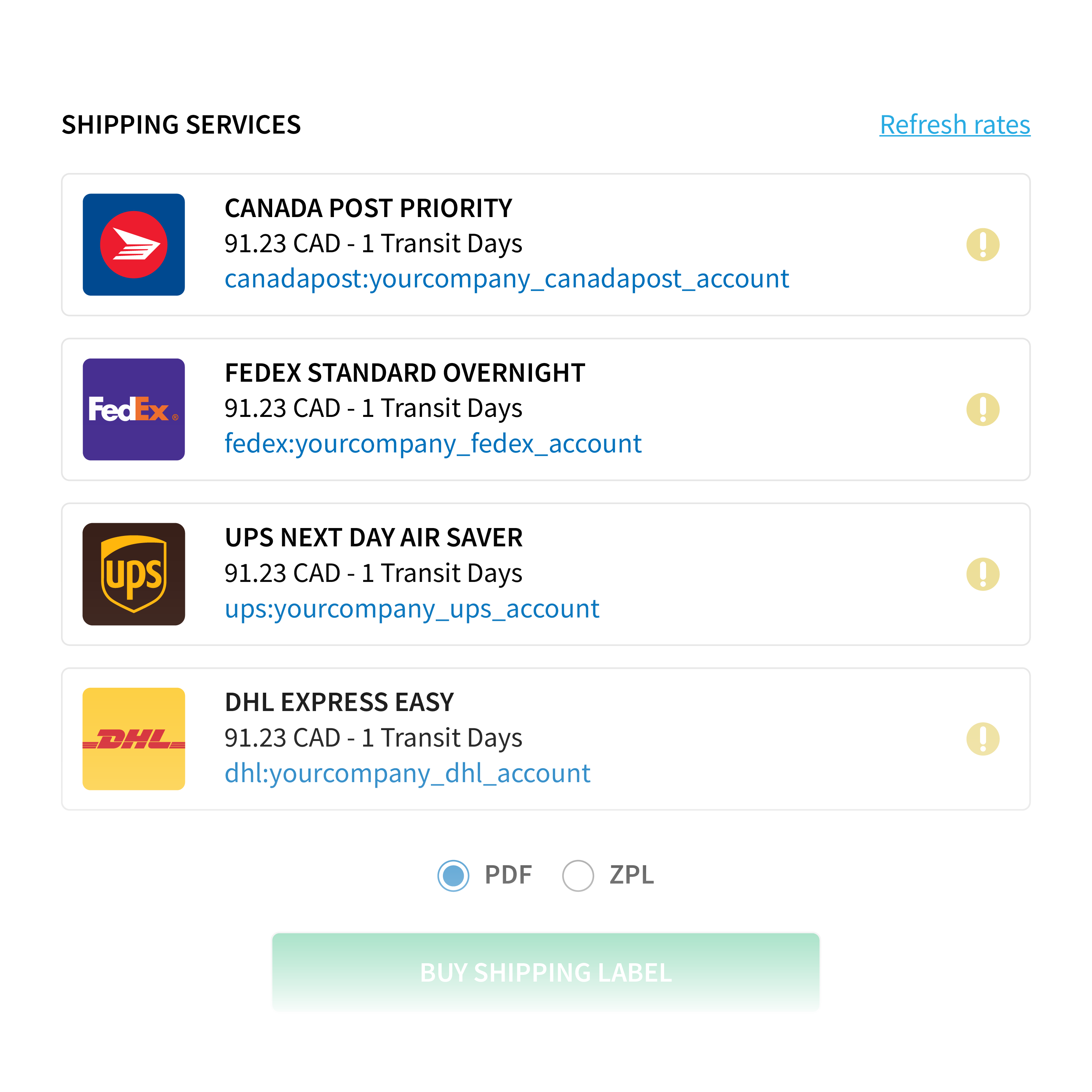 Open-source shipping API for platforms