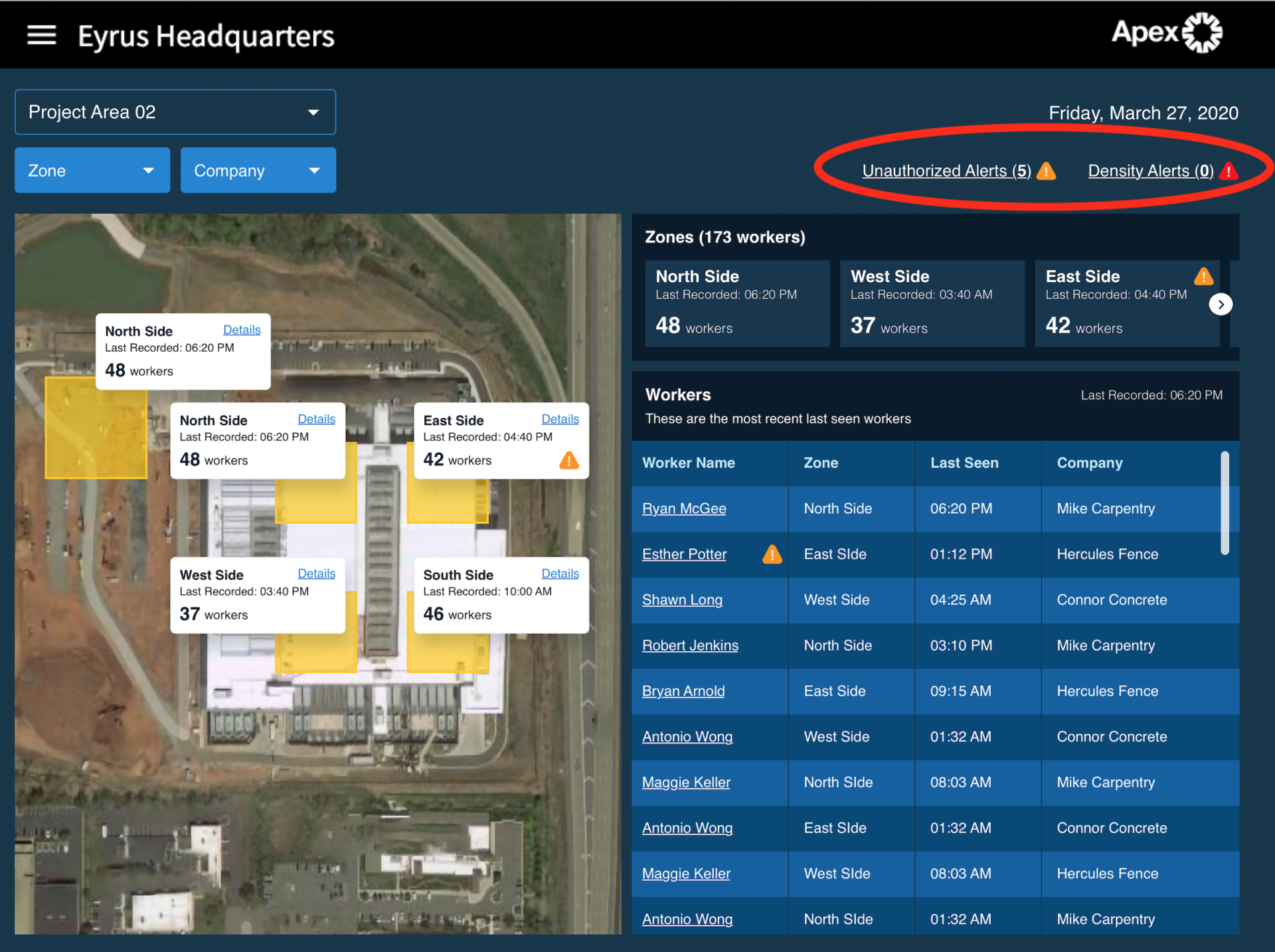 Construction Technology: Density Alerts for Social Distancing & Workforce Management | Eyrus