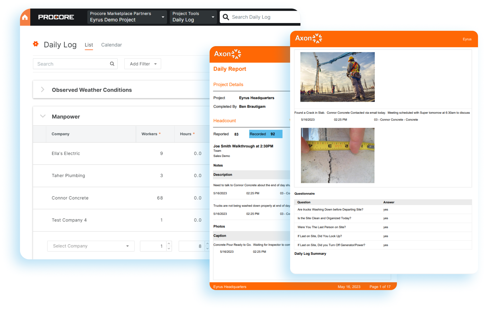 Daily field reporting