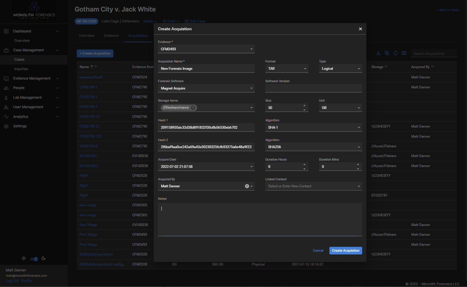 Monolith Forensics | Digital Forensics Case Management