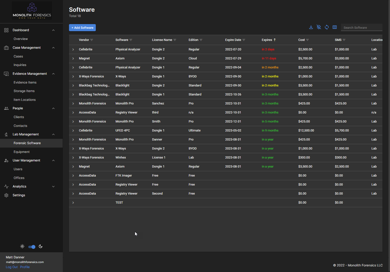 Monolith Forensics | Digital Forensics Case Management
