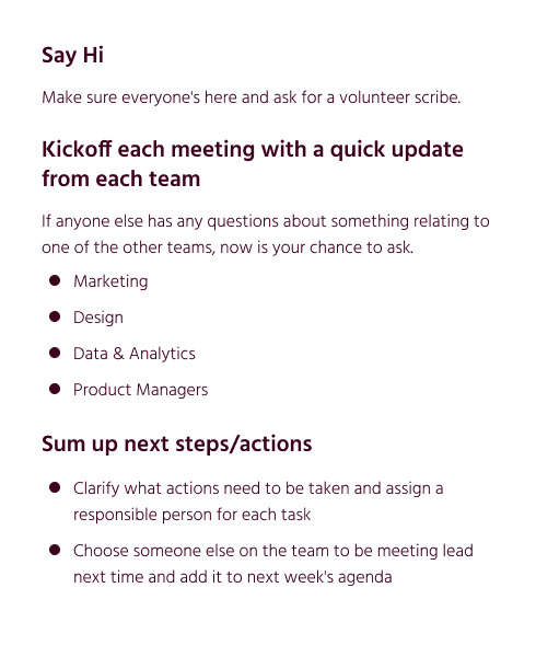 Weekly Team Meeting Agenda Template