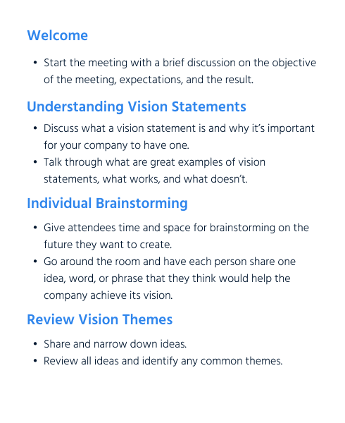 Vision Meeting Agenda Template