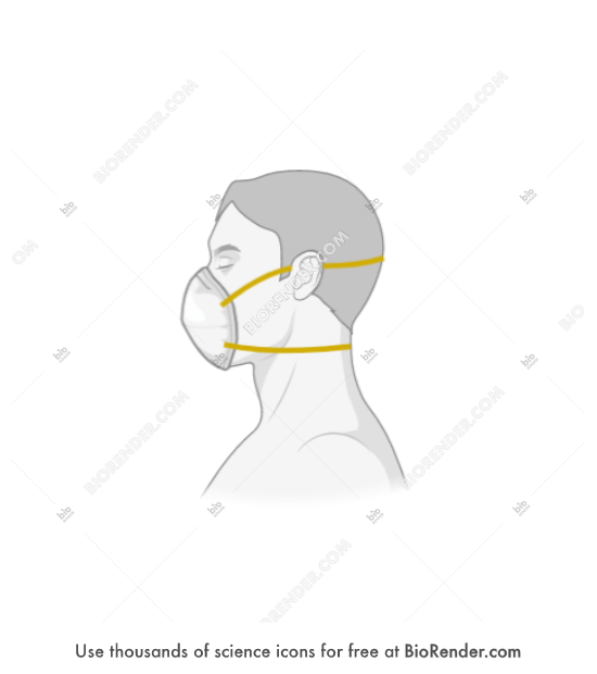 Free Adult male head 2 (lateral, with N95 mask) Icons, Symbols & Images ...